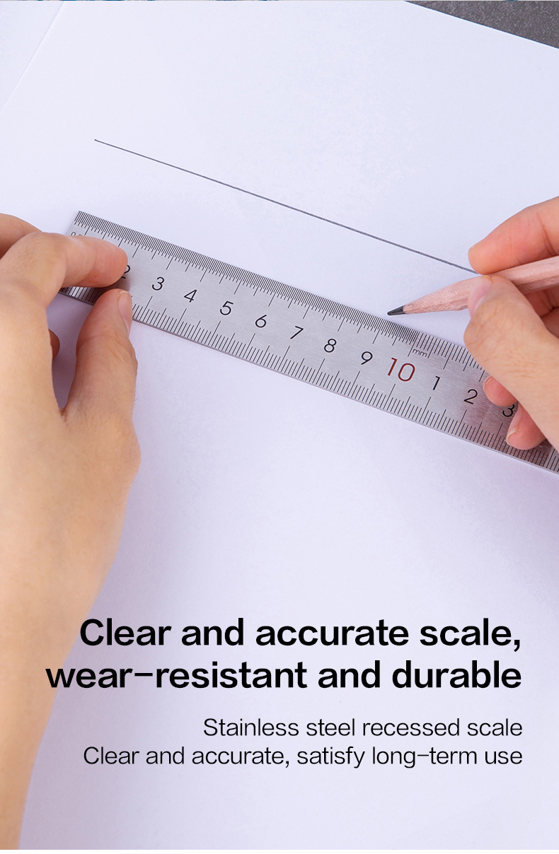 Deli Metric Metal Ruler Steel Scale Durable Precision Measuring Tool ...