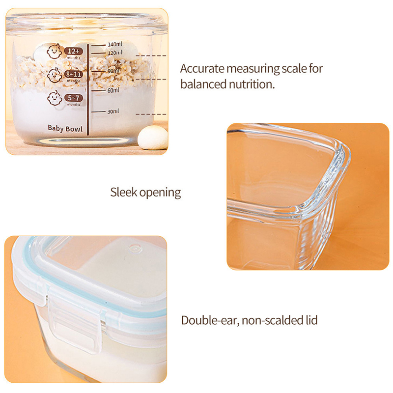 60ML Baby Food Storage Box Glass Baby Feeding Bowl Snack Milk ...