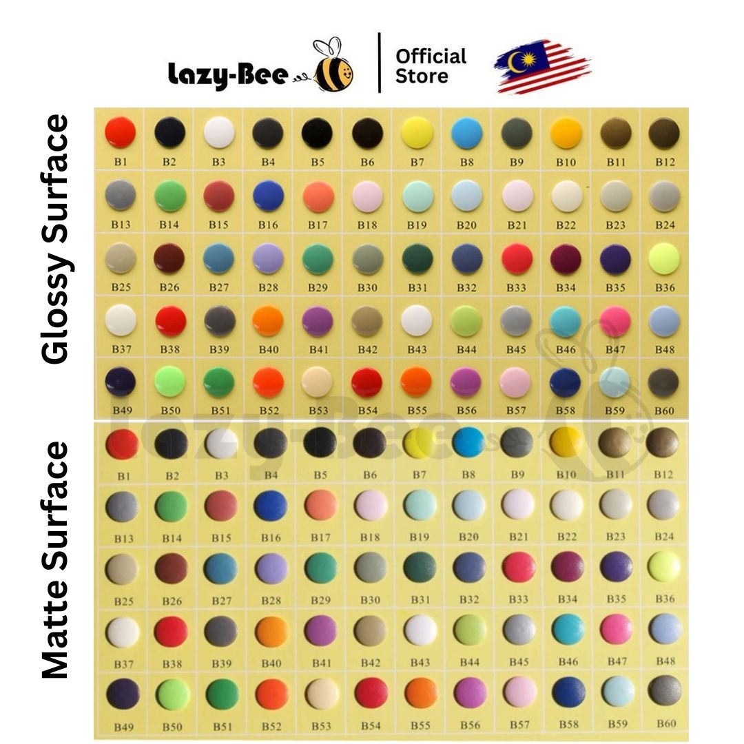 50 Sets (200 pieces) B41-B60 T5 KAM Glossy Snap Button Plastic Fastener ...