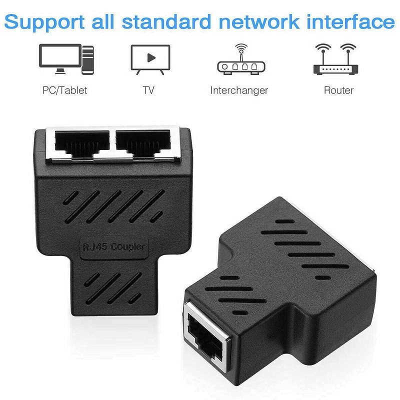 1 To 2 Ways LAN Ethernet Network Cable RJ45 Female Splitter Connector ...