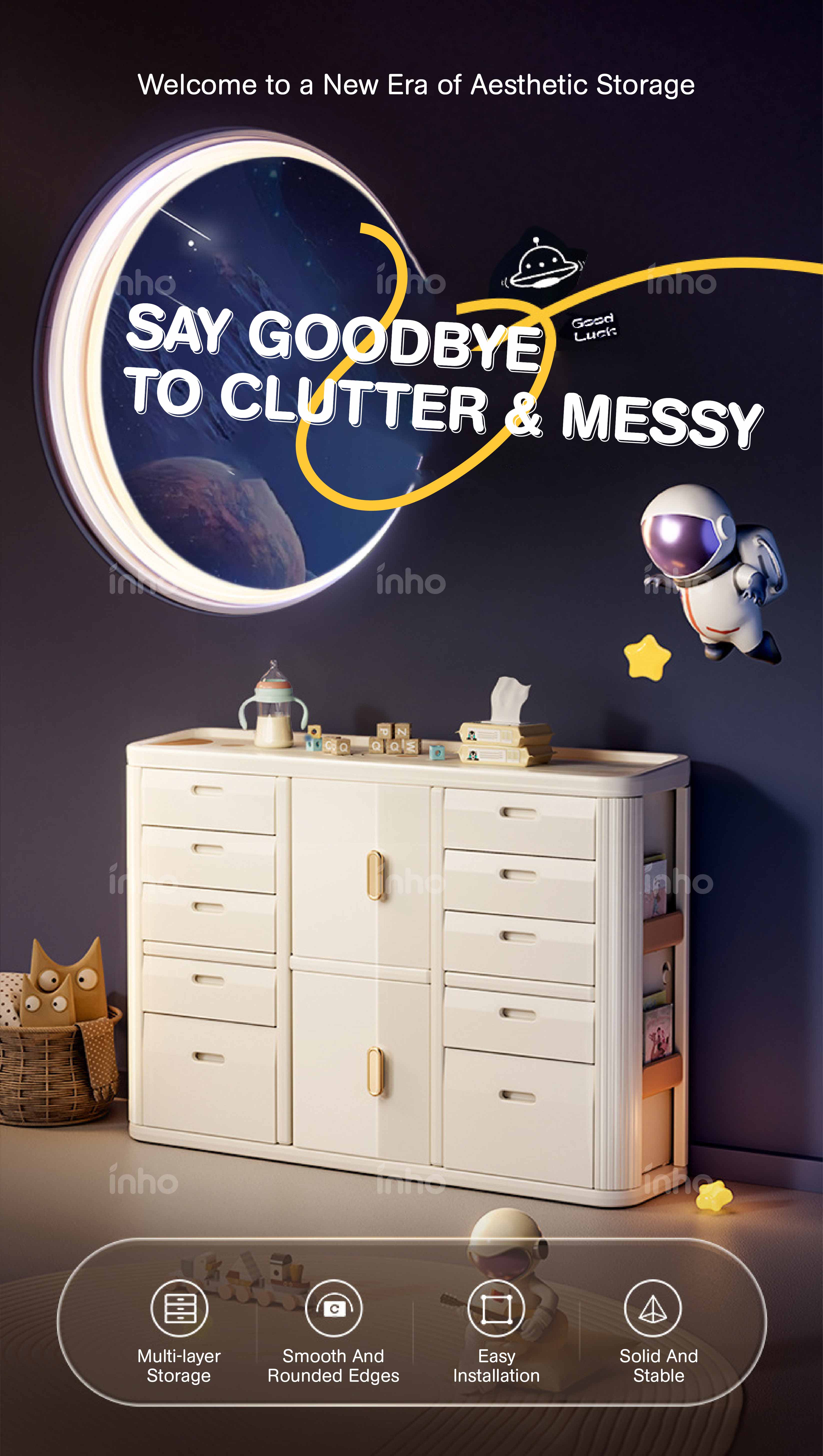 INHO L83-175cm Versatile Bedroom Living Room Child Kids Utility ...