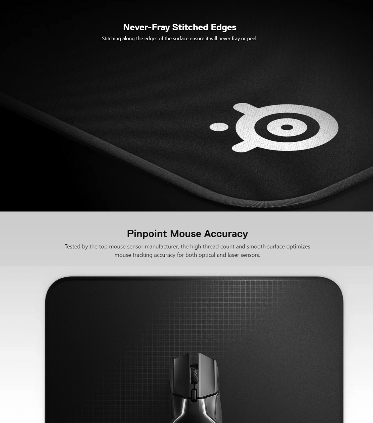 SteelSeries QCK EDGE Cloth Mousepad with Stitched Edges | Micro-woven ...