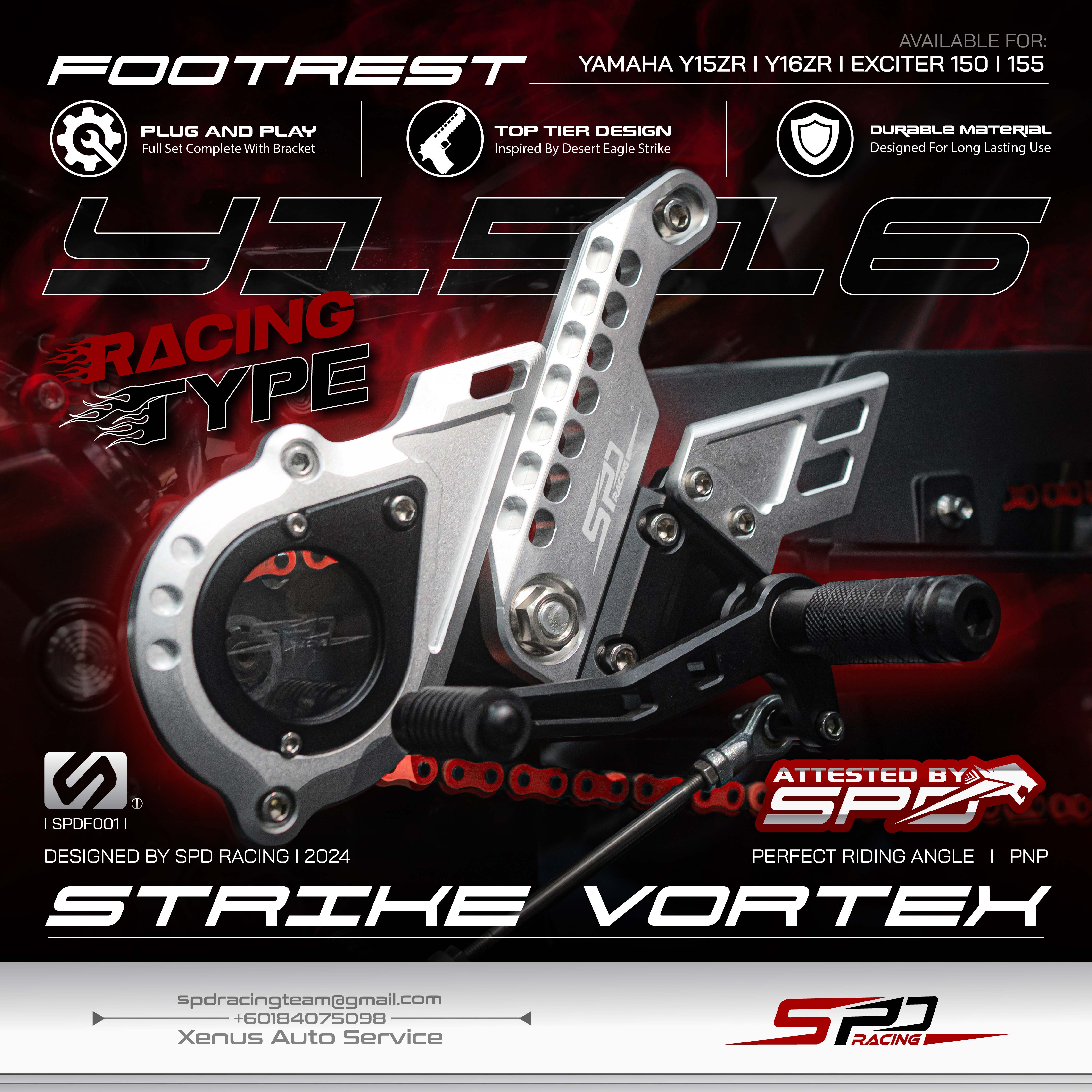 SPD Single Footrest Front Foot rest Set Strike Vortex Add On Side Stand ...