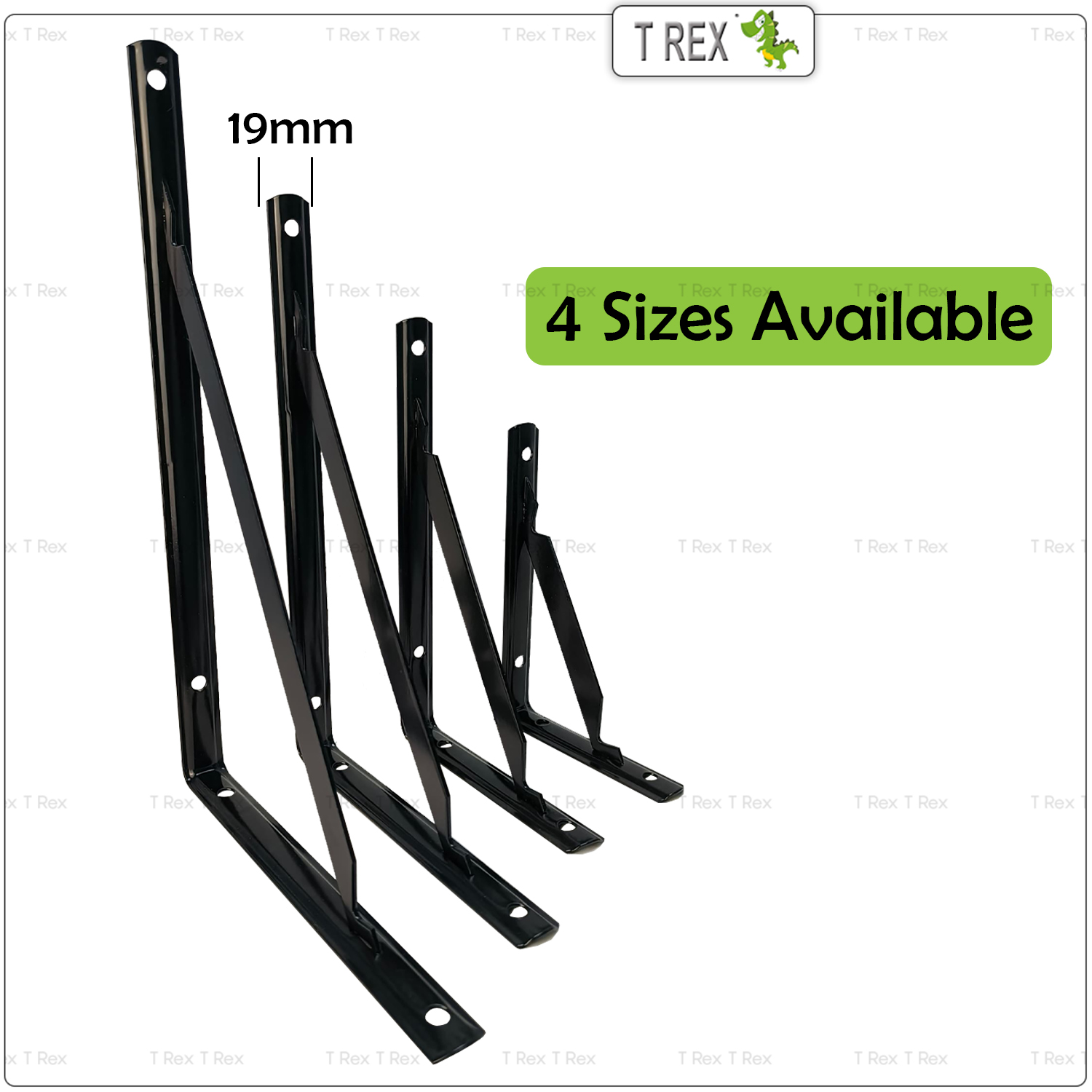 T Rex DIY Hero Black Coat Wall Shelf Shelving L Bracket Wall Mount Rack ...