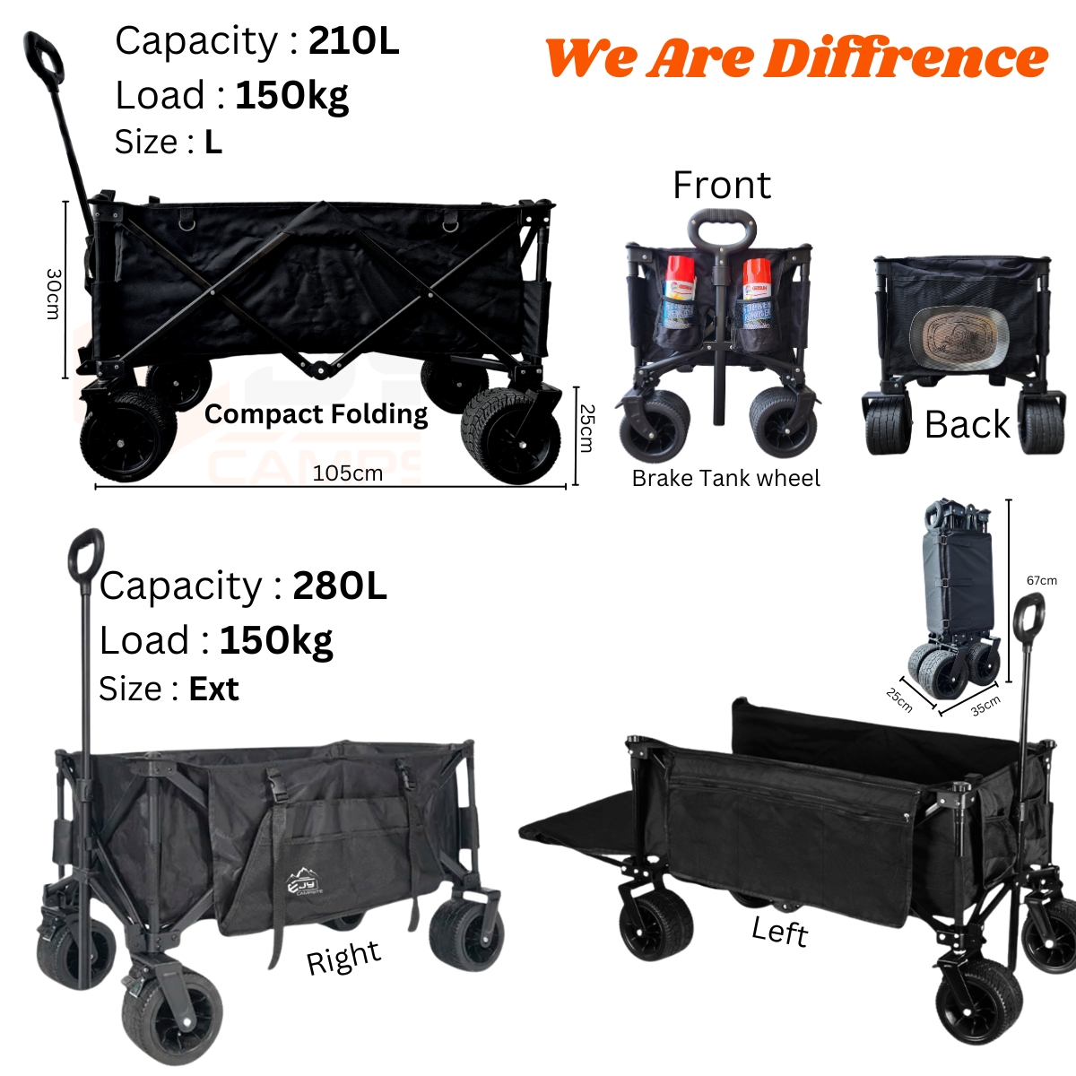 Wagon Trolley Outdoor Foldable Wagon Camping Wagon Trolley Heavy Duty ...