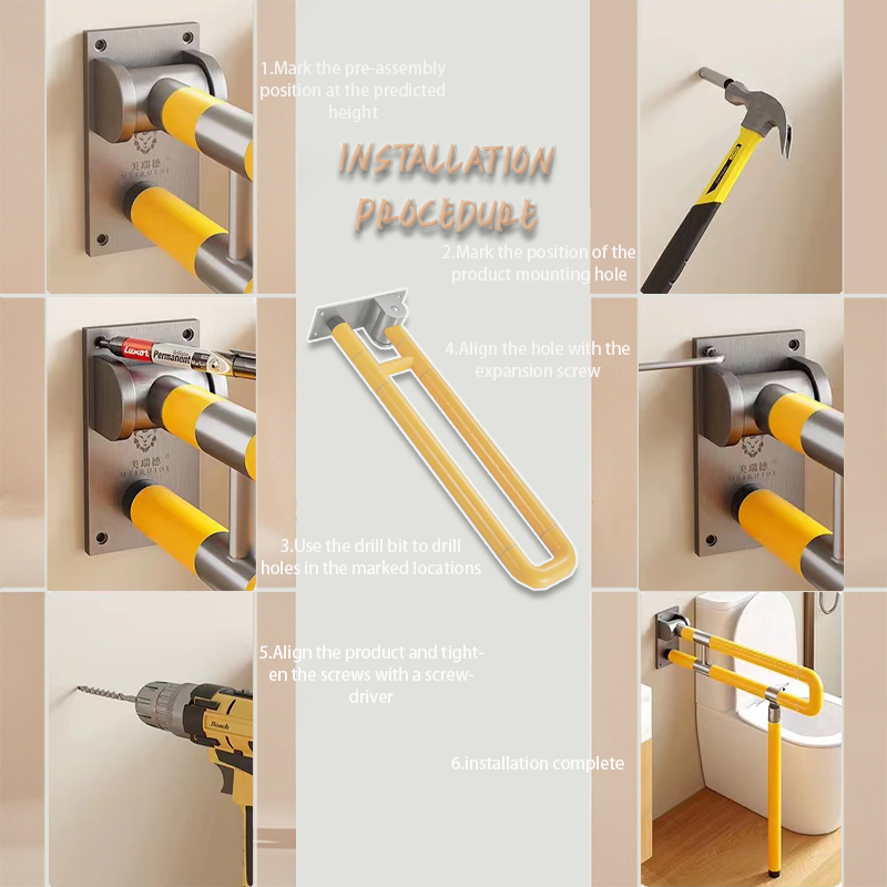 Toilet Handrail Foldable Bathroom Safety Grab Bar Home Handle For ...