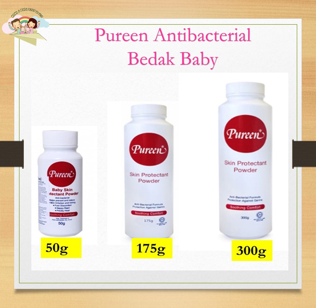 Pureen Bedak Baby Skin Protectant Powder AntiBacterial Formula 50g 175g ...