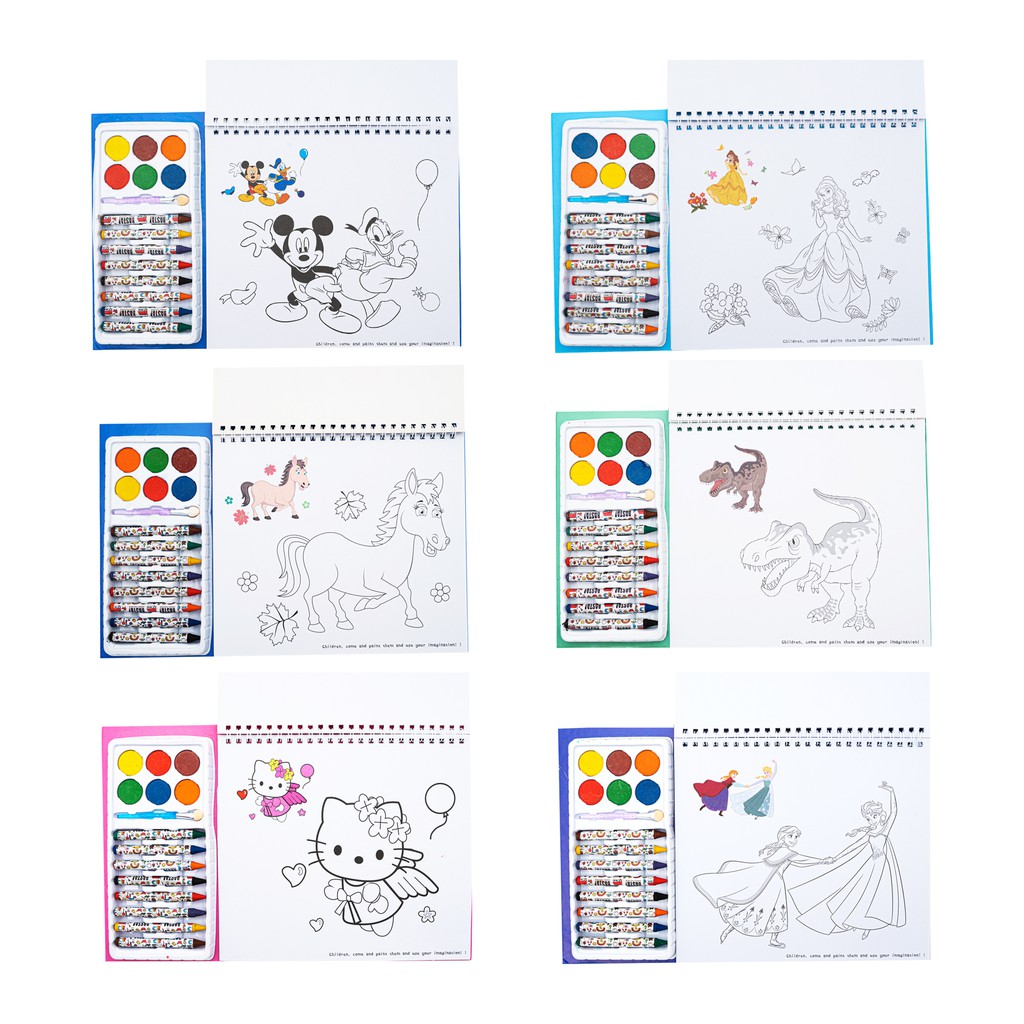 Children Colouring Book Set 3D Coloring Book For Kids Crayon Watercolor ...