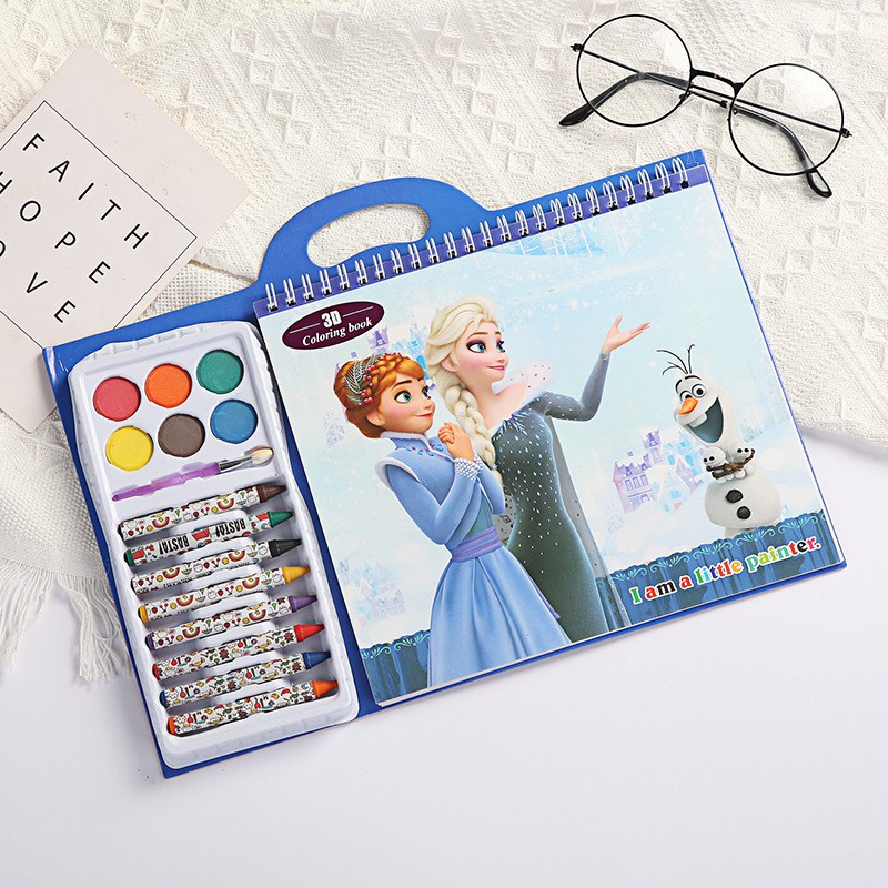 Children Colouring Book Set 3D Coloring Book For Kids Crayon Watercolor ...