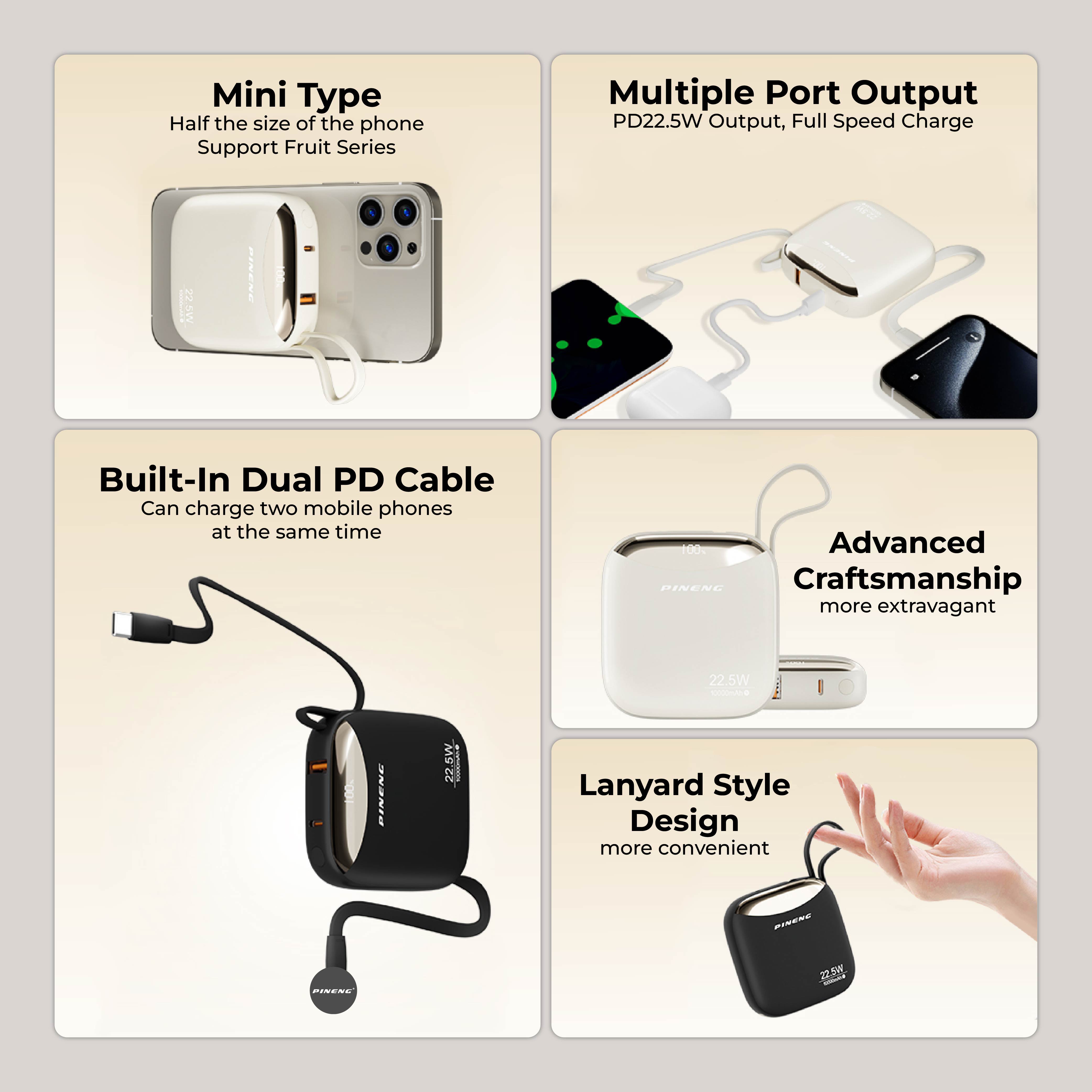 [3C Certified] Pineng PN-830PD 10000mAh 22.5W Fast Charge PowerBank w ...