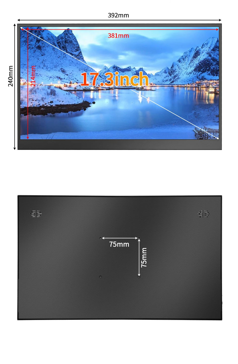 18Inch 2.5K UHD Portable Touch Screen Monitor IPS HDR Gaming Display ...