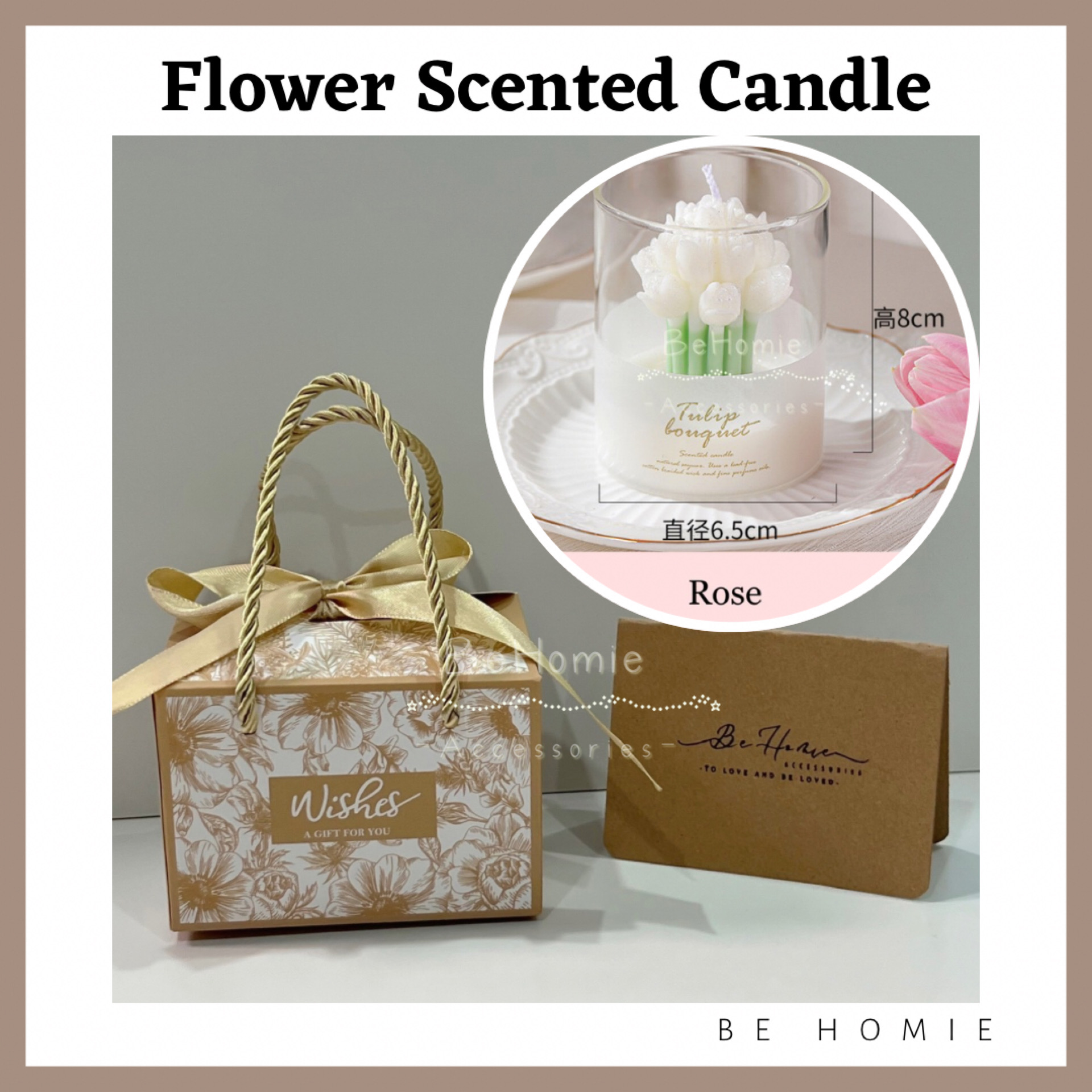 SCENTED FLOWER CANDLE GIFT BOX flower fragrance candle set tulip rose ...