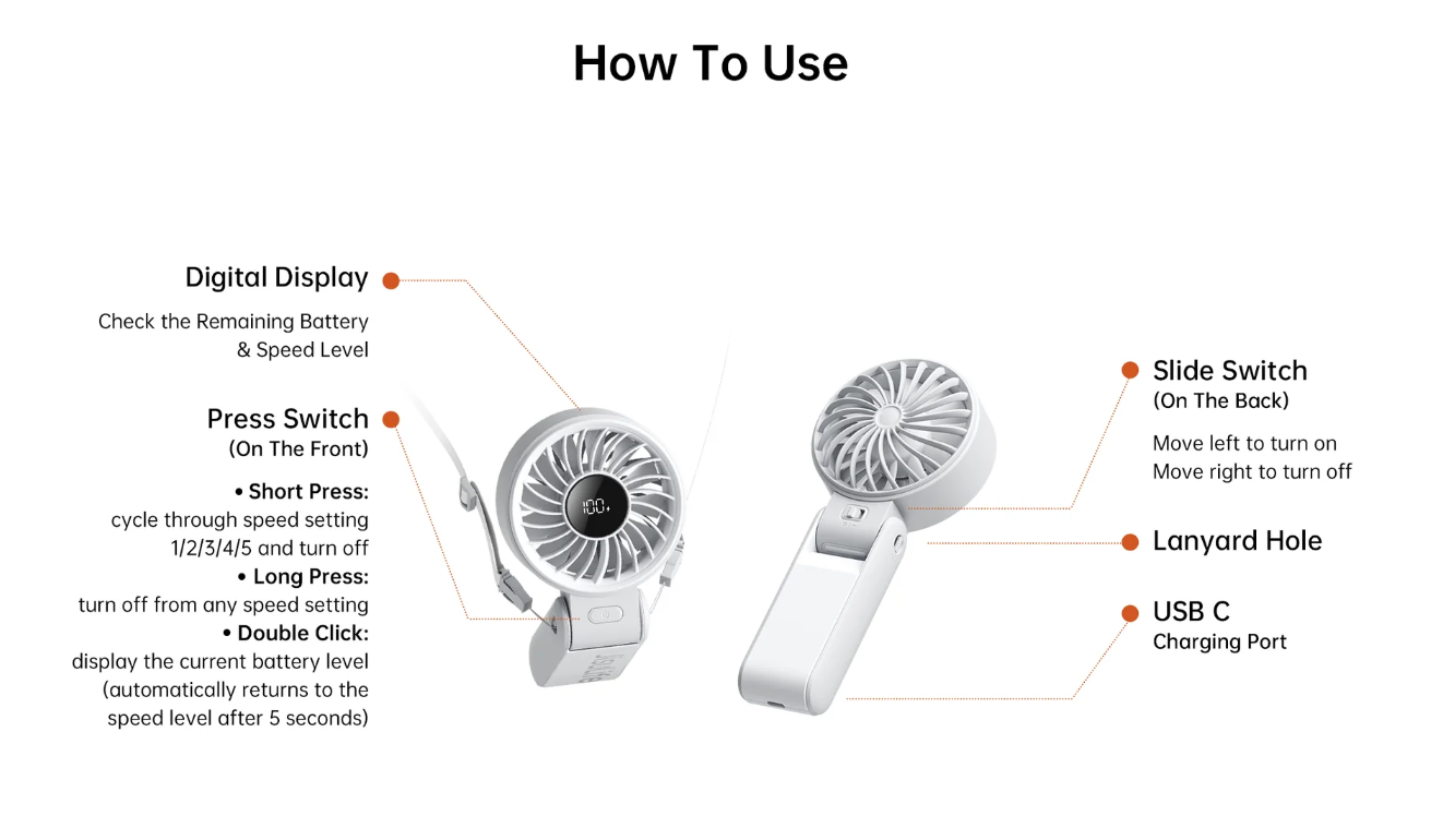 JISULIFE Life 7 Handheld Fan Portable Rechargeable Mini Fan with Strong ...