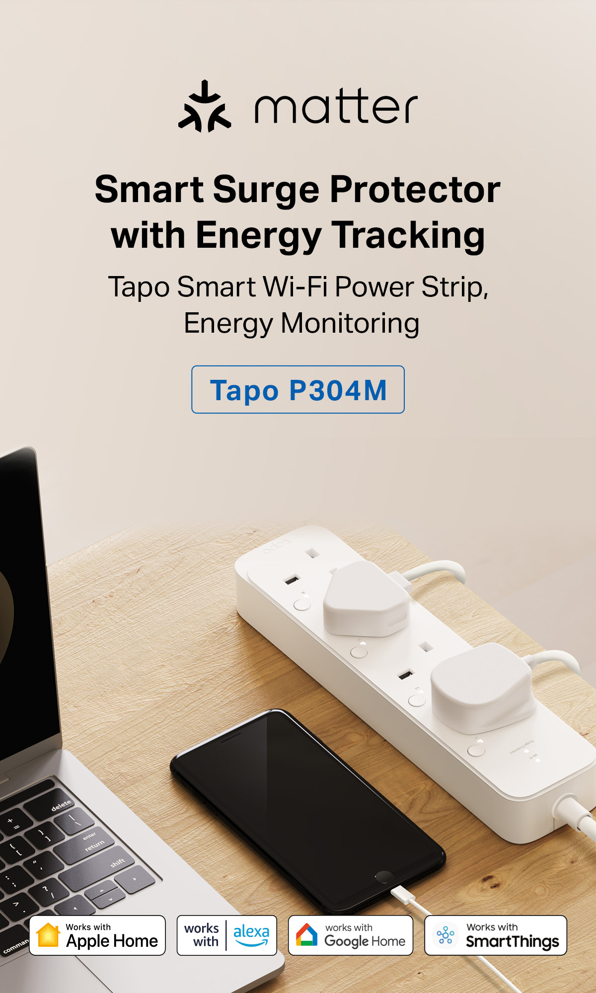 TP-Link 4 Outlets WiFi Smart Power Strip Extension Plug Sockets Surge ...