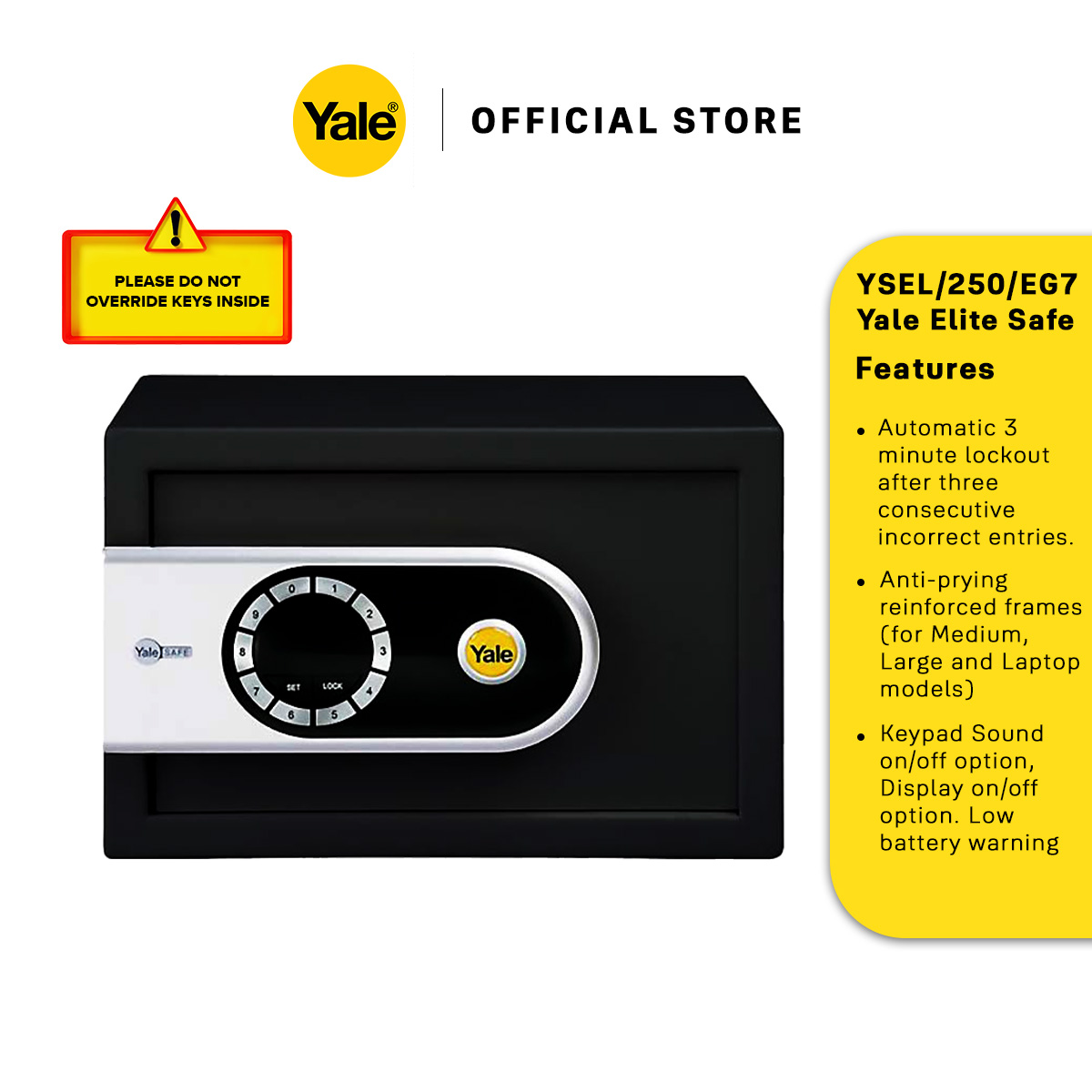 Yale Home Elite Small Safe Box YSEL/250/EG7 - Wall Mount/ 2 Keys ...