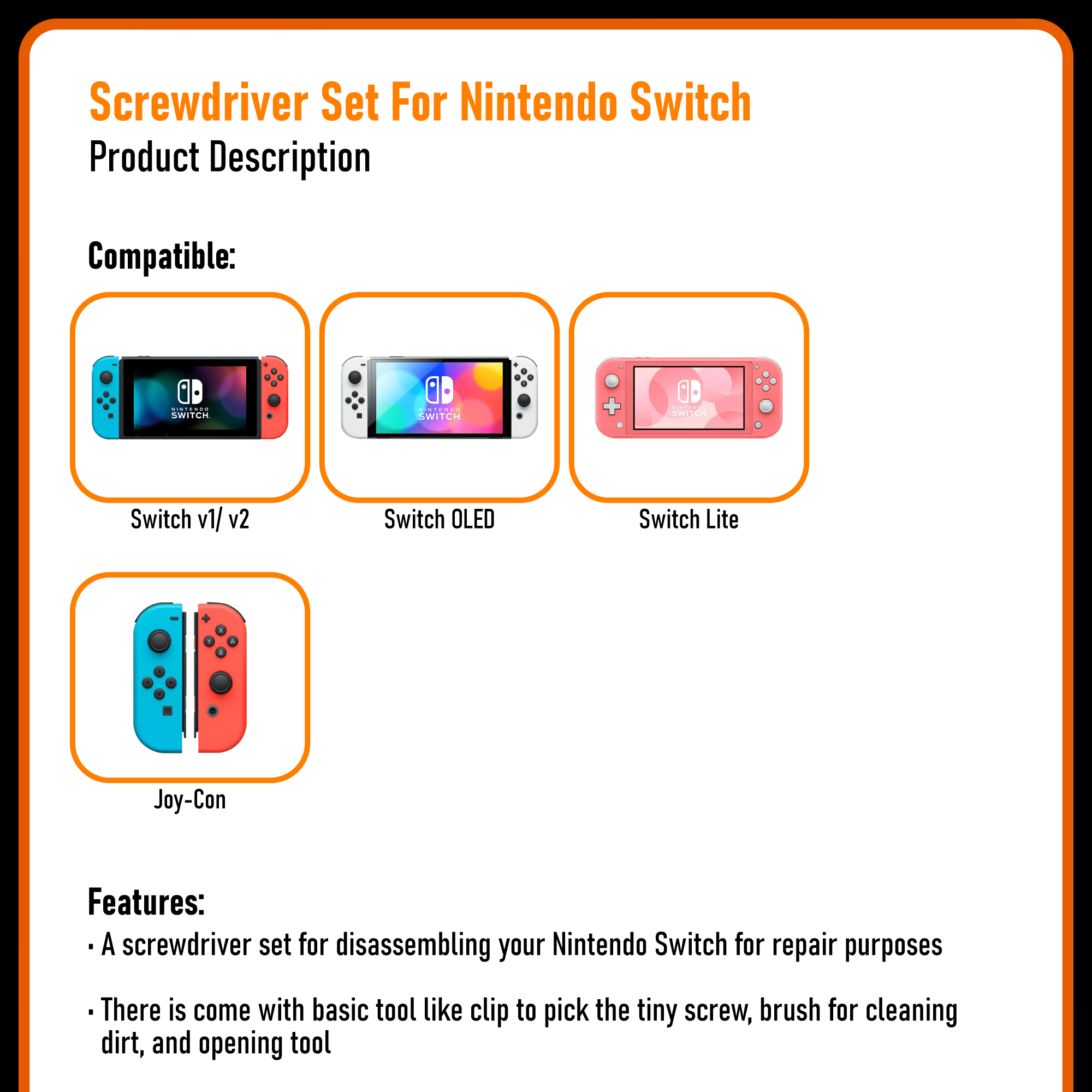 Nintendo Switch Repair Screwdriver Tools Set YX 1.5mm Y-screwdriver & 2 ...