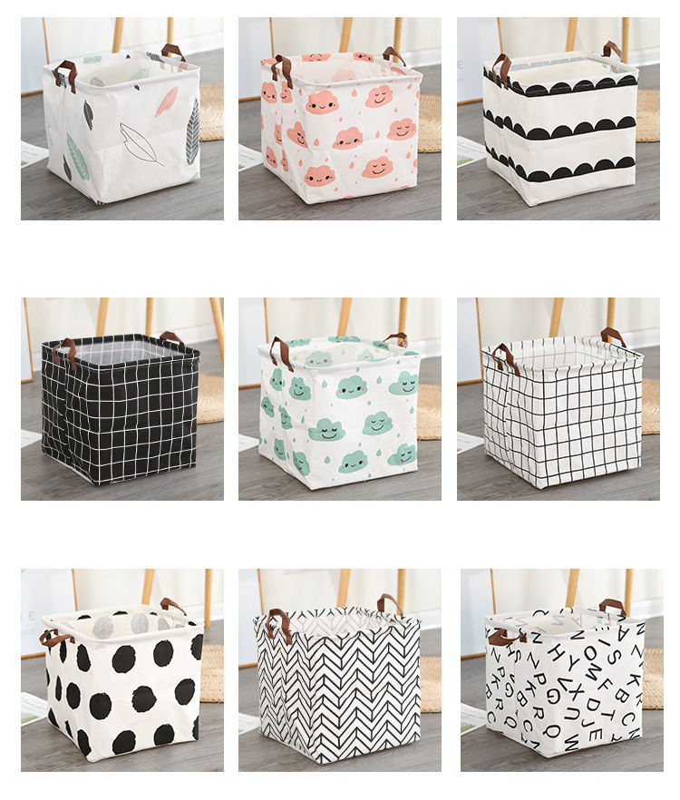 Arigatou Fabric Dirty Cloth Basket Foldable Storage Basket Leather ...