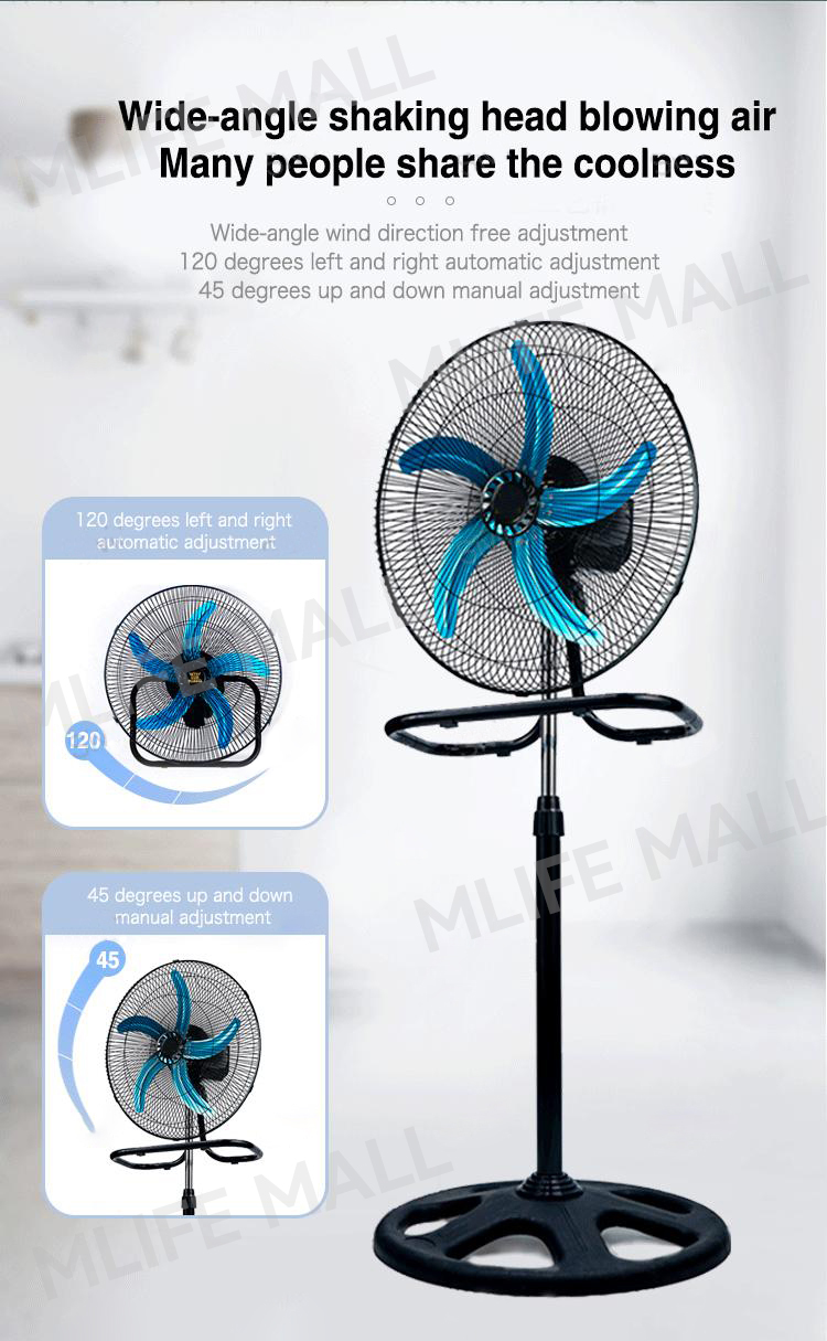 FOOKSUNG kipas industri Vertical Fan 18 inch 5 Blades 70W Strong wind 3 ...