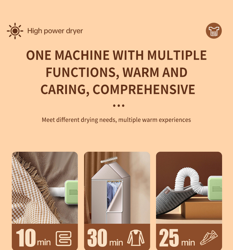 600W Multifunctional Clothes Dryer heating fan Household Portable Dryer ...