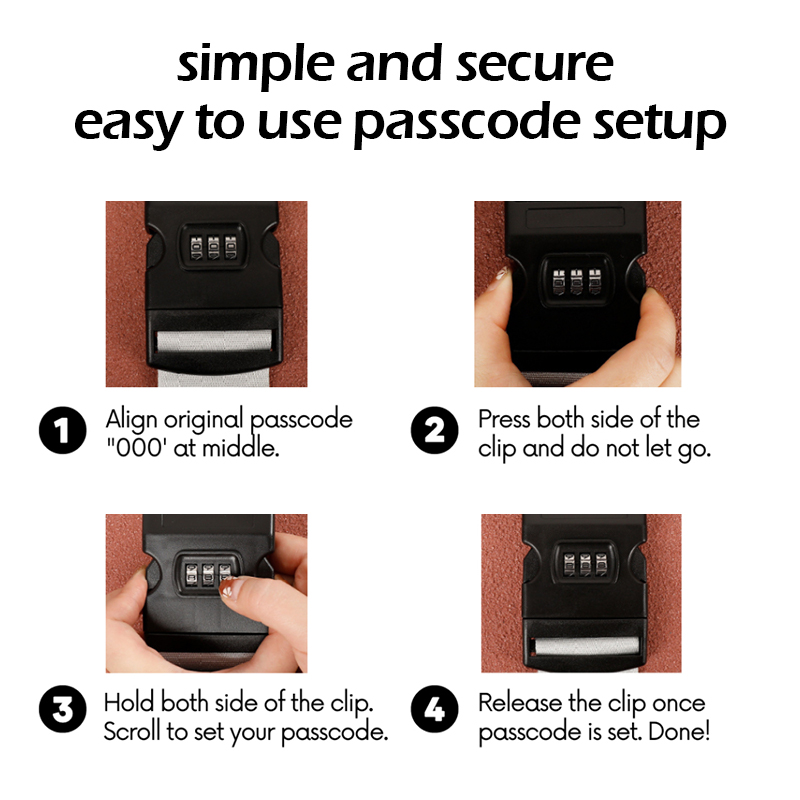 Luggage Strap - Passcode Lock Bag Suitcase Adjustable Belt Travel ...