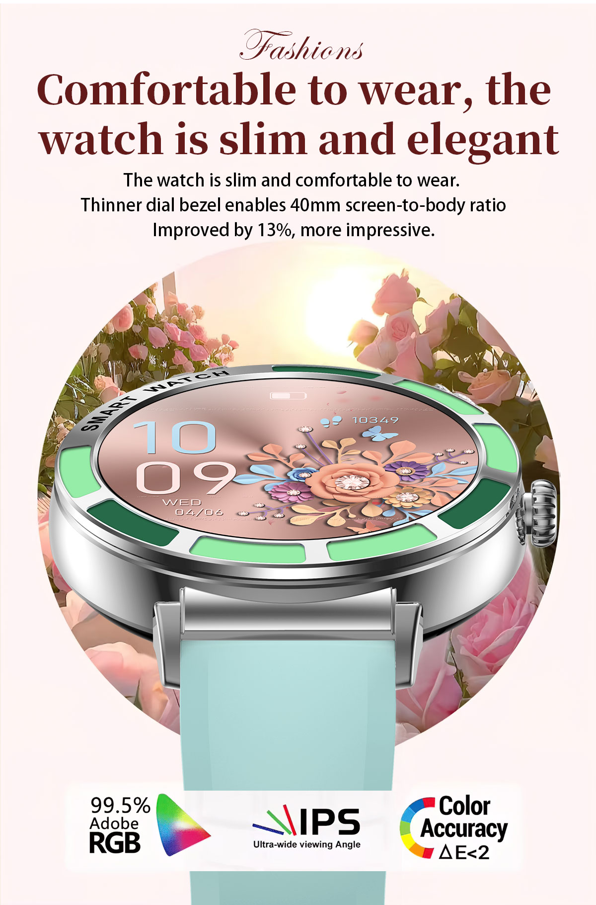 Aolon Lily R2 Smart Watch 41mm Bluetooth Call Custom Watch Face 150 ...