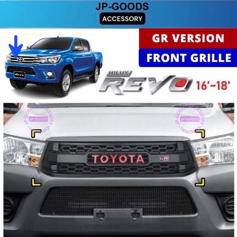 Toyota Hilux Revo 2016 - 2018 Front Grille GR With Paint Matte Black ...