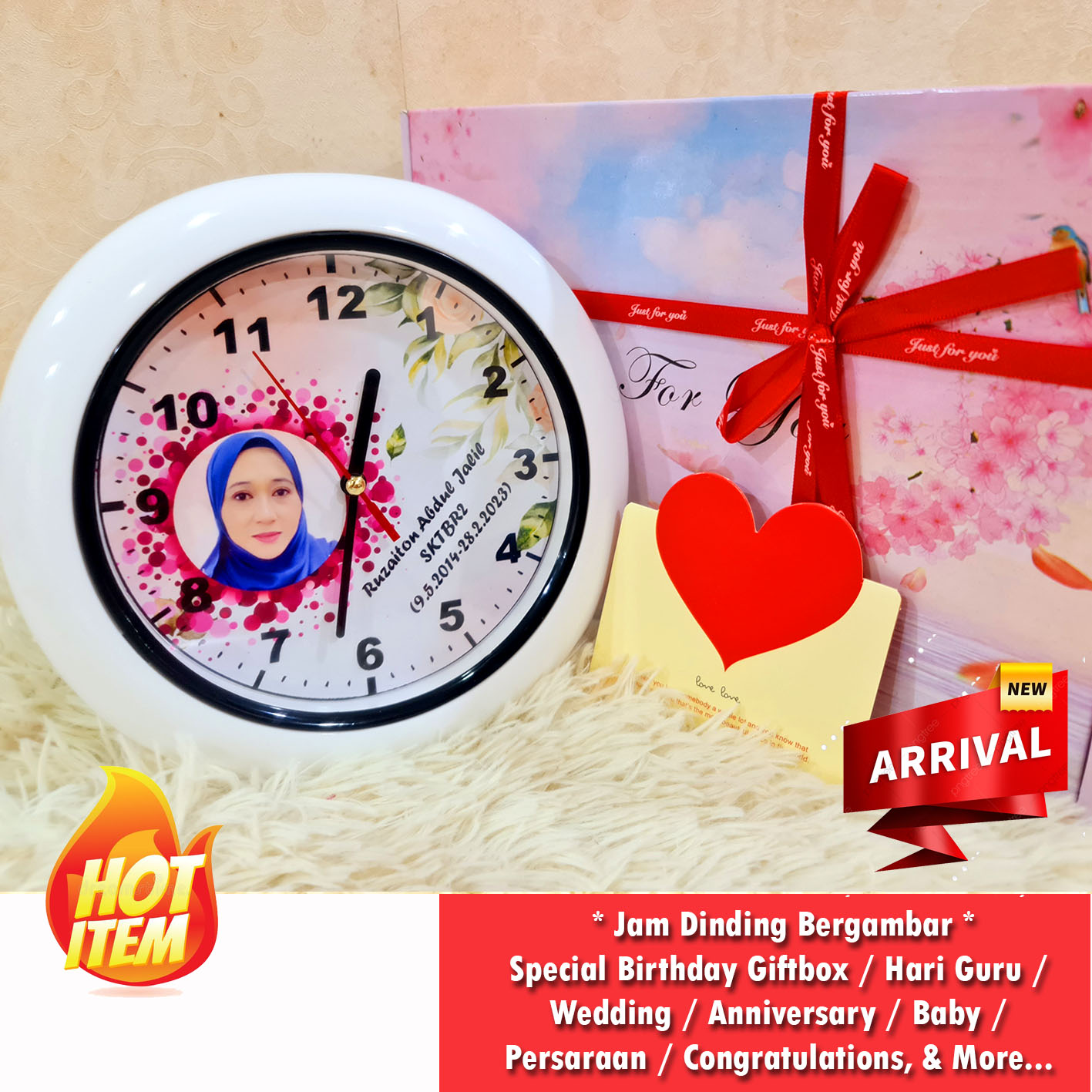 Jam Dinding Custome Hadiah Hari Guru Hadiah Birthday Wanita Hadiah Hari ...