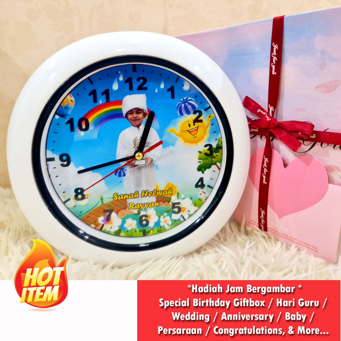 Jam Dinding Custome Hadiah Hari Guru Hadiah Birthday Wanita Hadiah Hari ...