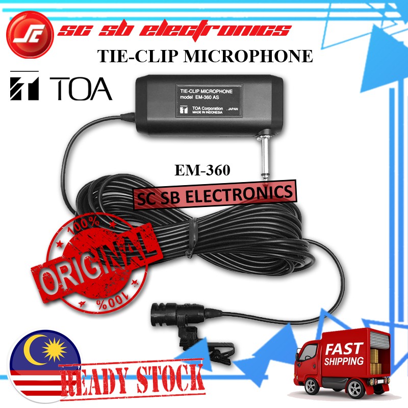 TOA ORIGINAL TIE-CLIP MICROPHONE WITH 7 METER CABLE - EM360 / EM-360 ...
