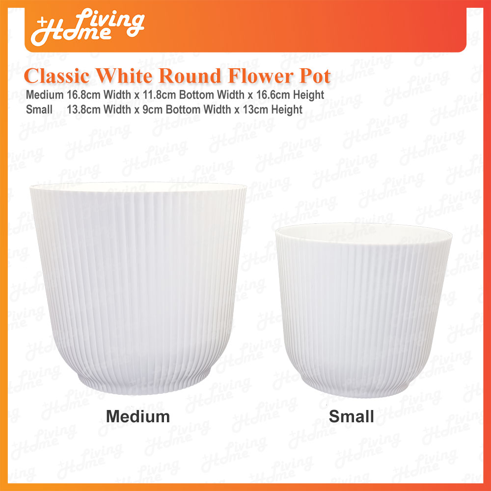 Classic White Round Plastic Flower Pot / Pasu Bunga Plastik Klasik ...