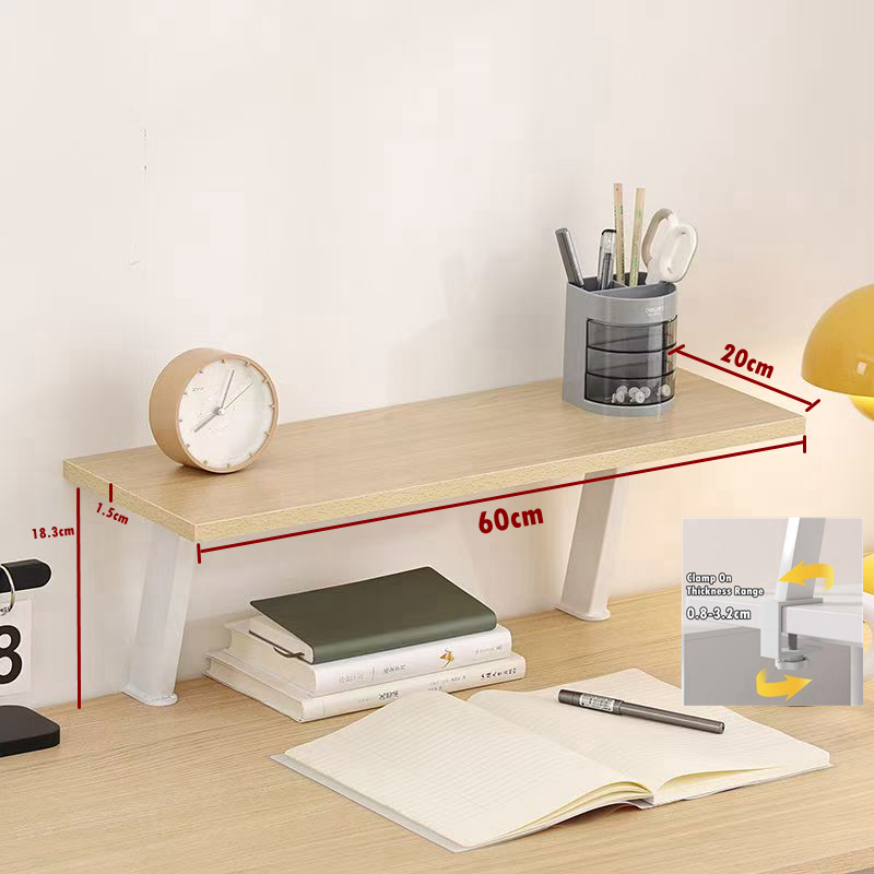 Floating Desktop Bookshelf Clamp On Monitor Riser Elevated Storage Rack ...