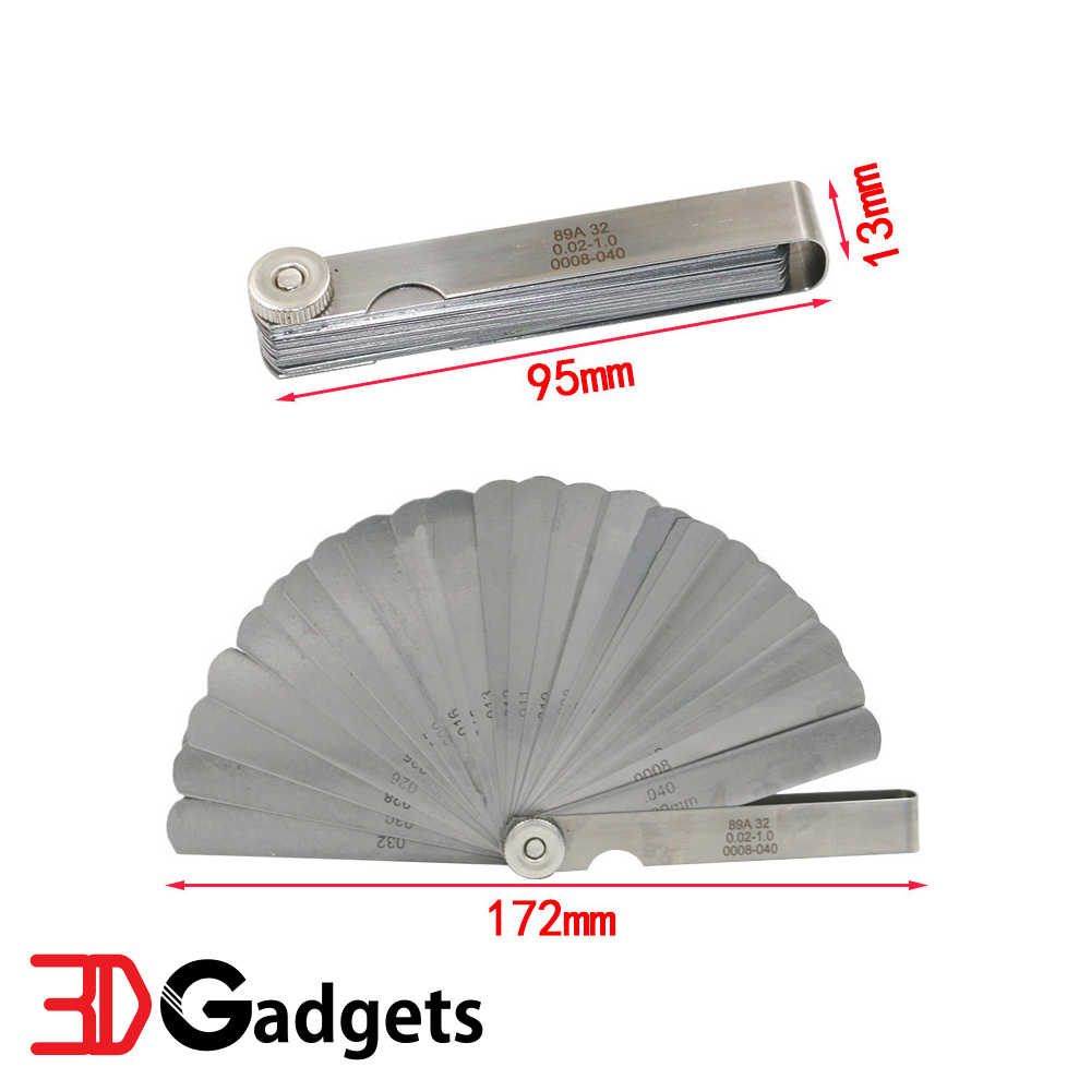 Feeler Gauge for 3D Printer Heat Bed Leveling 0.04-0.88mm (32 sizes ...