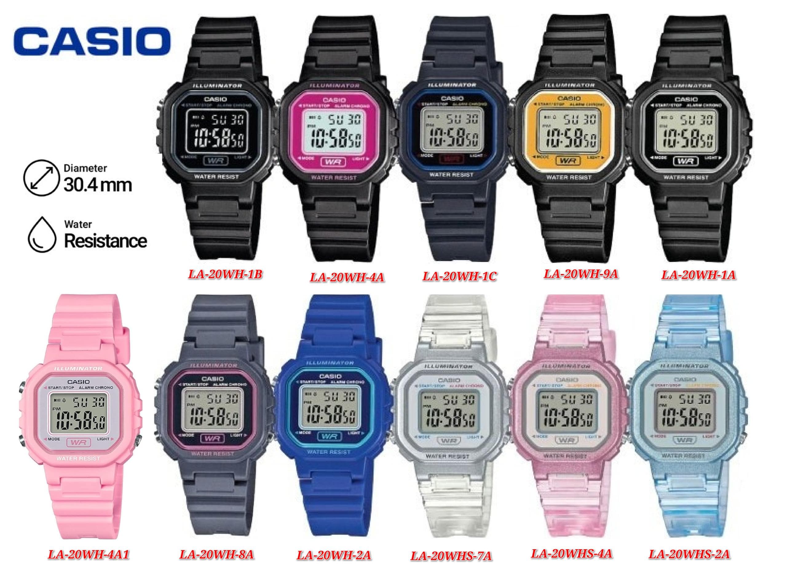 Casio digital LA-20WH Series Unisex & Kids Digital Youth Design Resin Band..LA-20WHS | Shopee ...