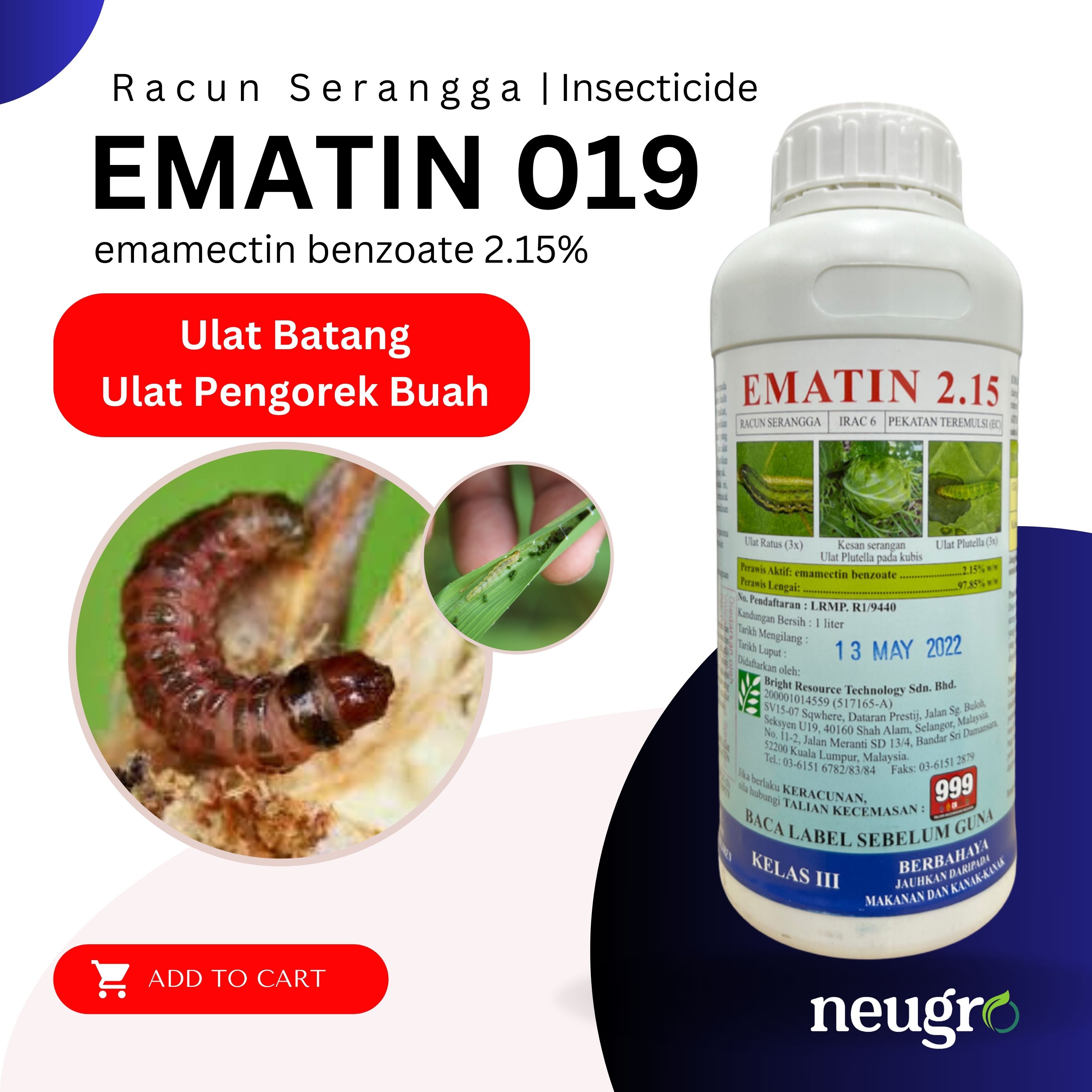 Ematin 2.15 (1L) 019 Emamectin Benzoate 2.15% Racun Serangga Ulat ...