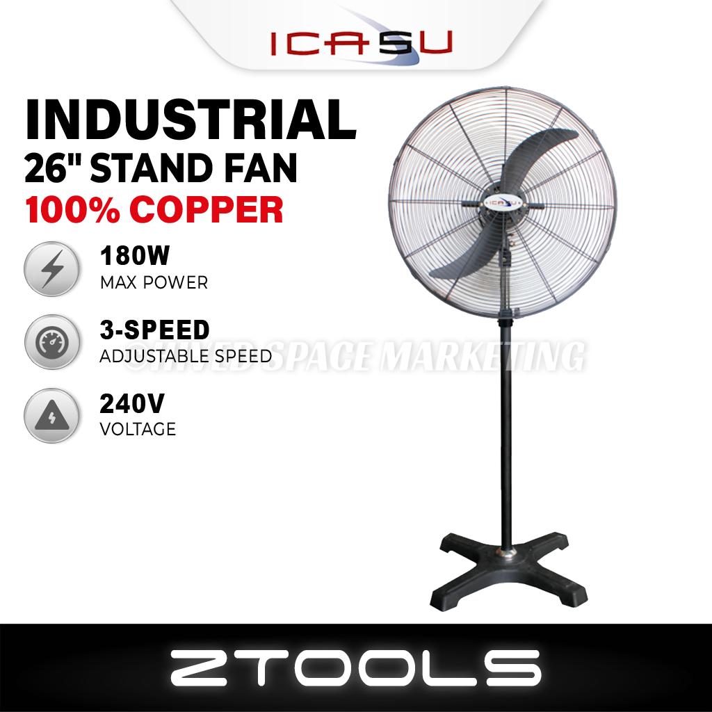 (Japan) ICASU 26"/180W Industrial Stand Fan & Wall Fan | Heavy Duty ...