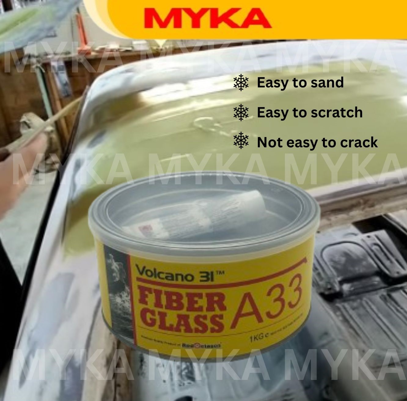 Volcano31 Fiber Glass A33 Putty Compound Body Filler For Holes Fibre ...