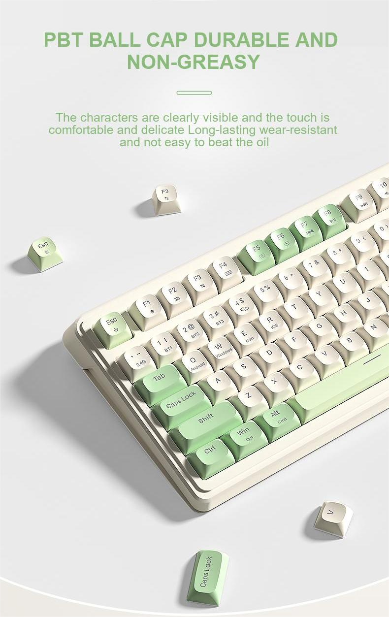 Aula S99 RGB Membrane Keyboard 3Mode Wireless Bluetooth Wired Keyboard ...