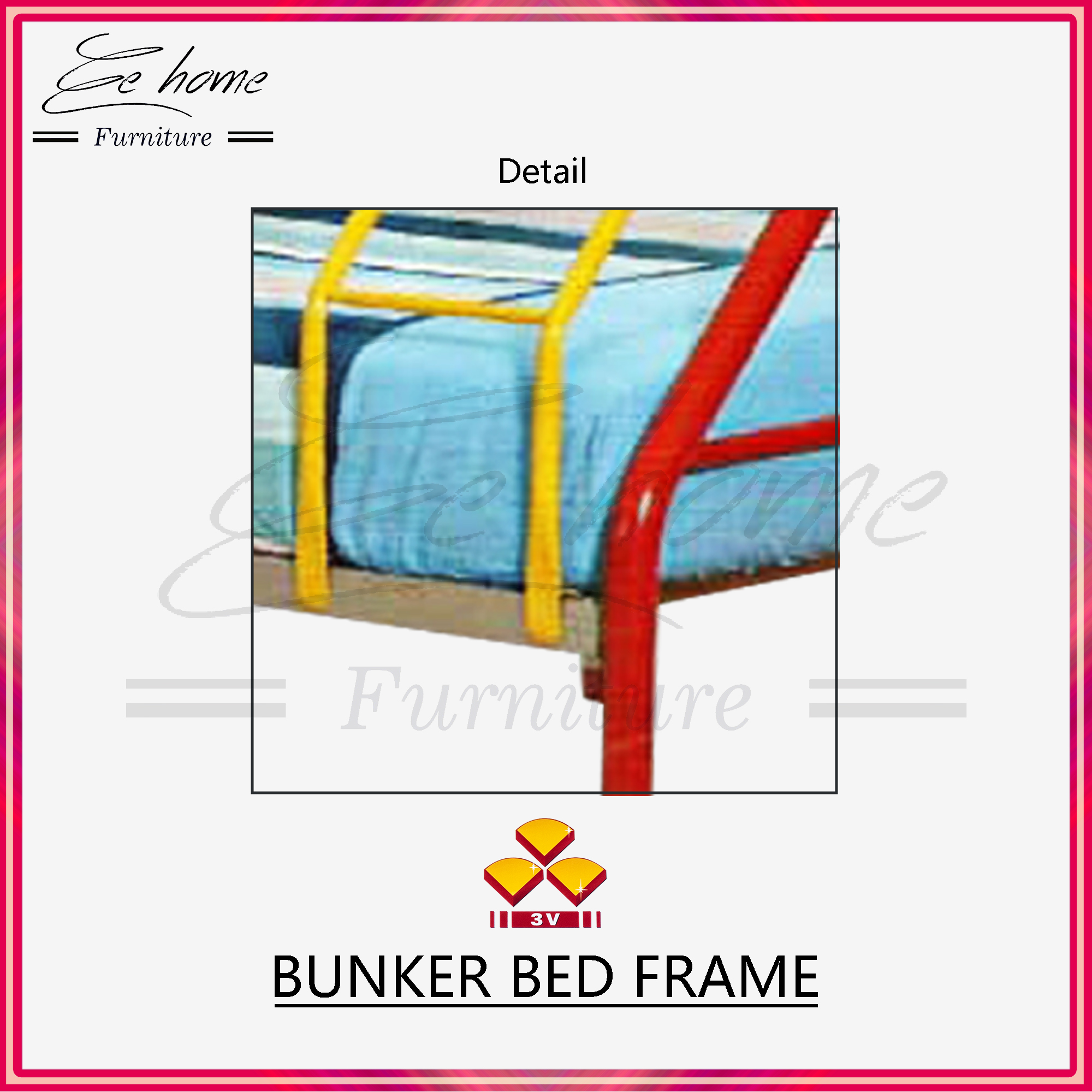 EE HOME 3V Colorful Bunk Bed Double Decker Bed Frame Loft Bed Katil ...