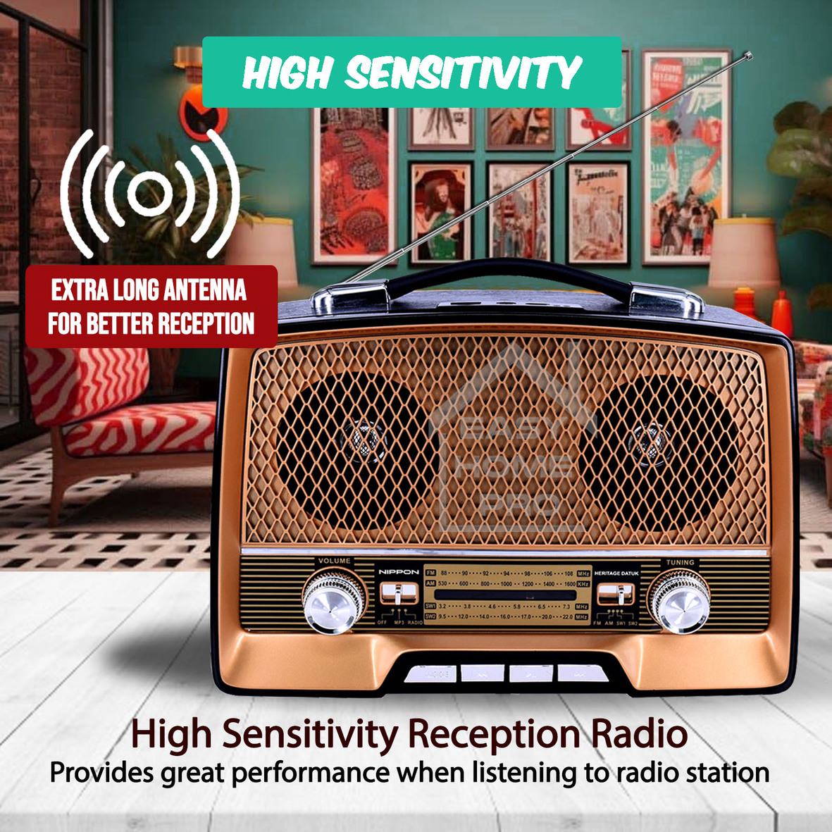 NIPPON DATUK FM/AM/SW1/SW2 4 BAND PORTABLE RADIO RECHARGEABLE MULTIBAND ...