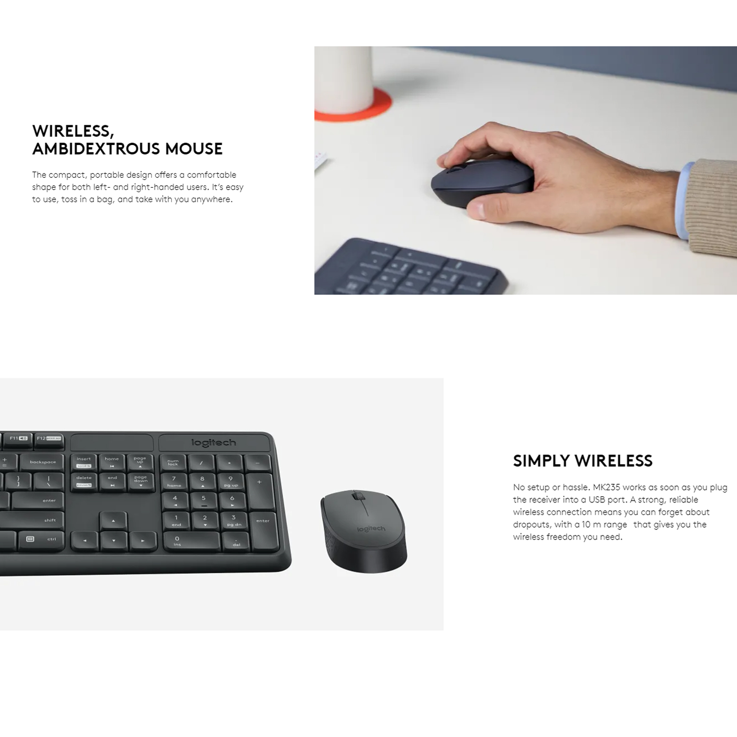 Logitech MK235 Wireless Keyboard and Mouse Combo with Tilt-Legs | Spill ...
