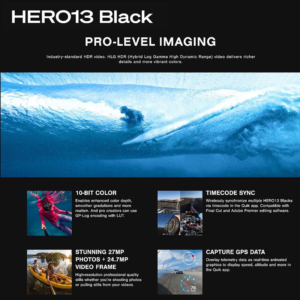 (READY STOCK) GoPro HERO 13 Black | HERO13 Black - 5.3K60 | 27MP ...