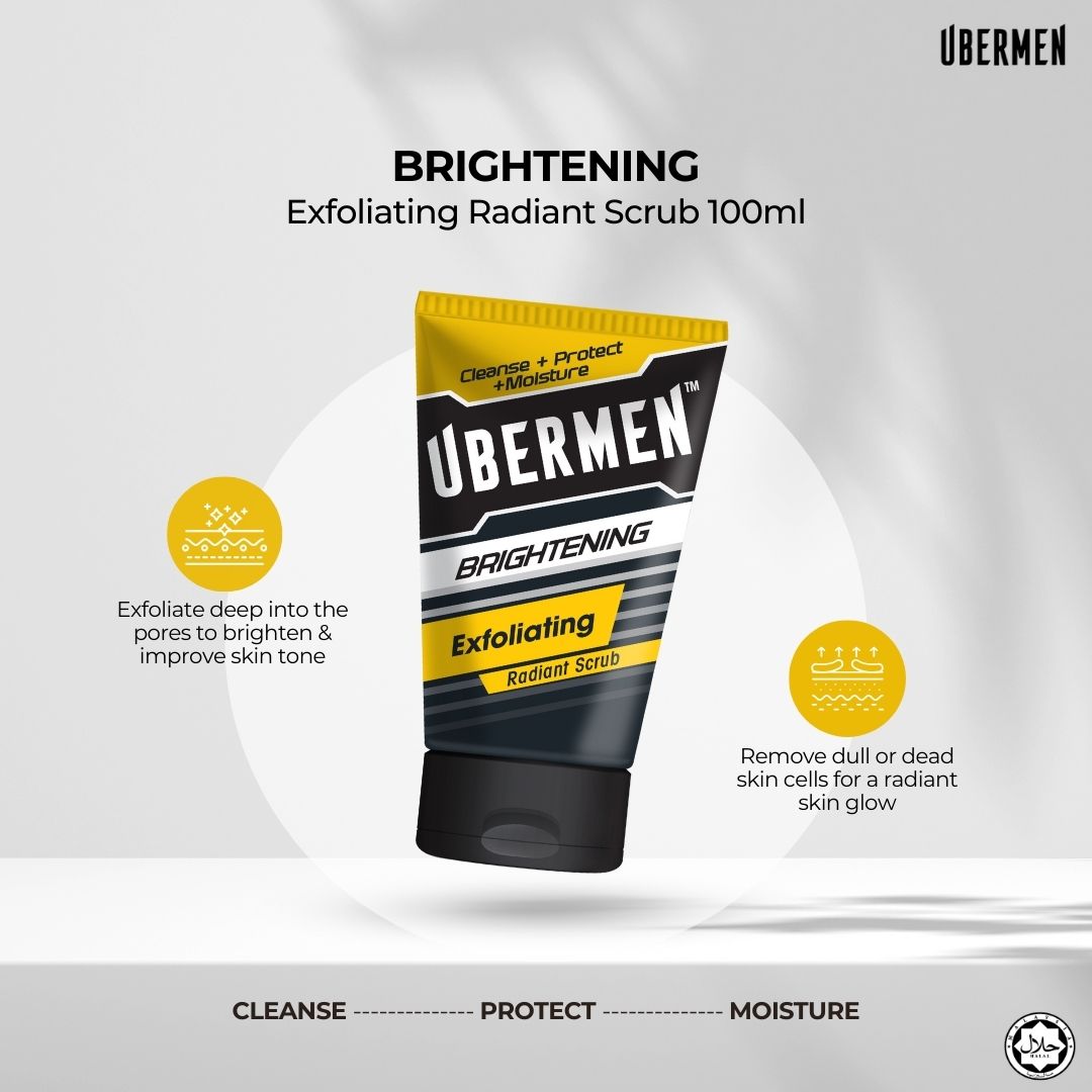 Ubermen Brightening & Exfoliating Facial Scrub 100ml | Shopee Malaysia
