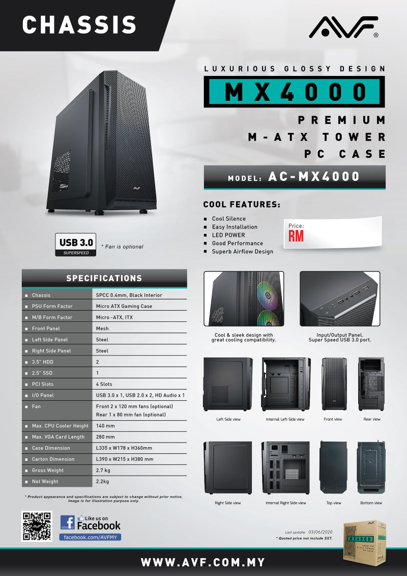 AVF MX4000 Series Premium M-ATX Tower PC Case MATX RGB Casing Chassis ...