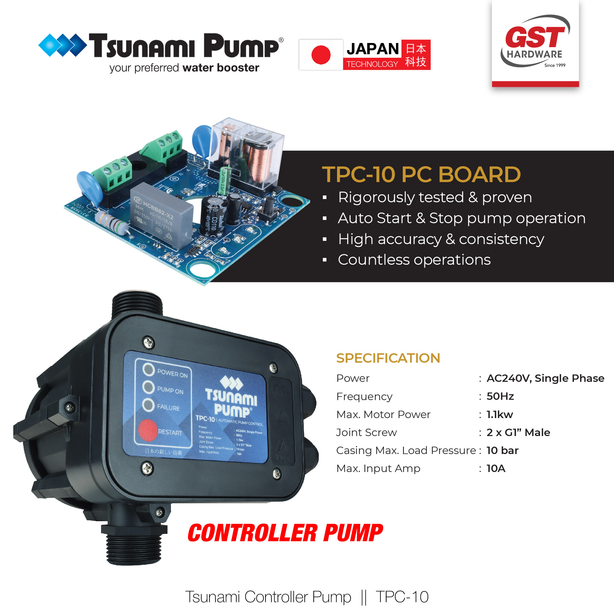 Tsunami Water Pump Controller Water Booster Pump Controller Automatic ...