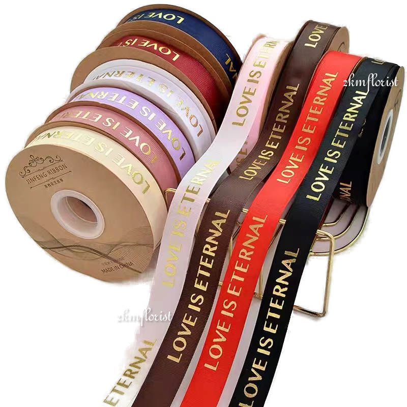 (22M) 2.5CM LOVE IS ETERNAL Ribbon Reben Riben Gift Satin Organza ...