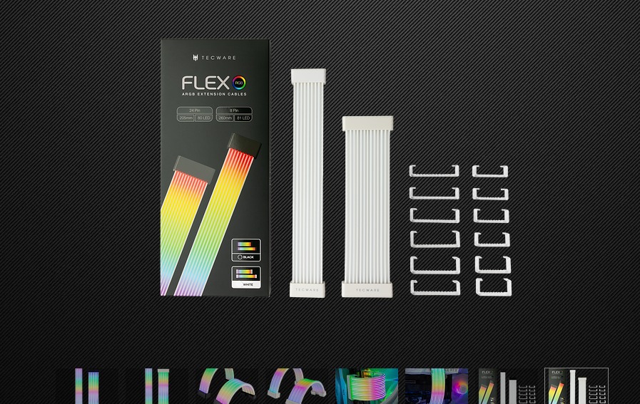 Tecware Flex ARGB Extension Cables RGB BLACK WHITE TWAC-FLEX-WHAR TWAC ...