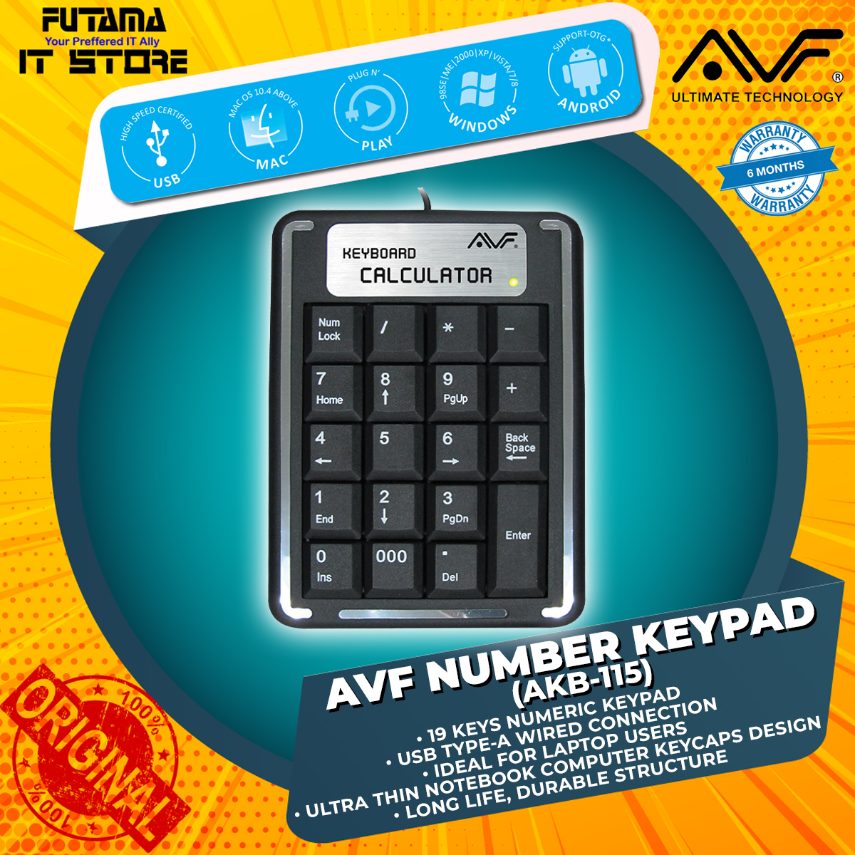 AVF Keyboard Numeric Keypad 19-keys (Model: AKB-115) | Shopee Malaysia