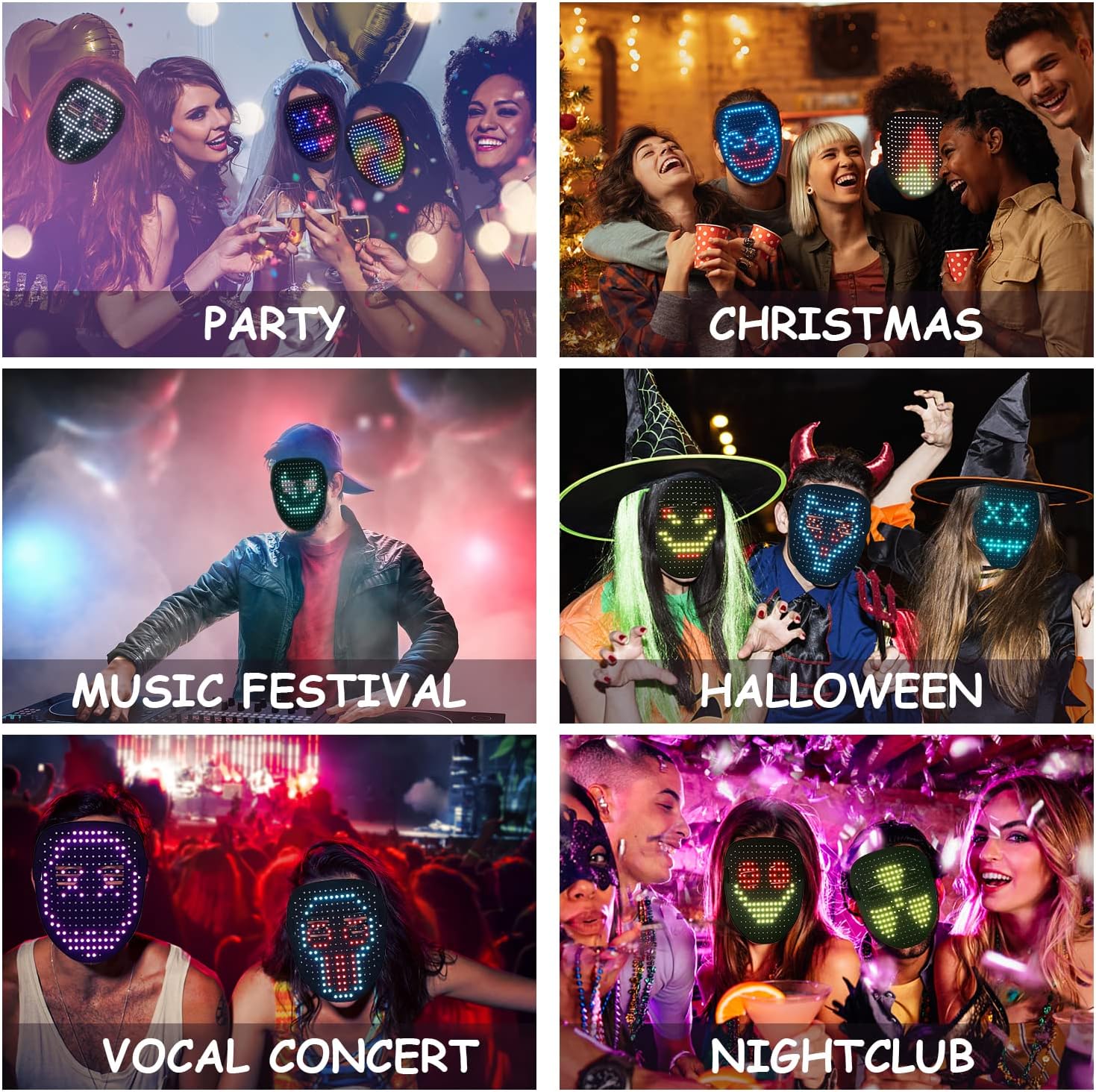 Full-Face LED Mask Sensor Control 50 Patterns Interactive Cyberpunk ...