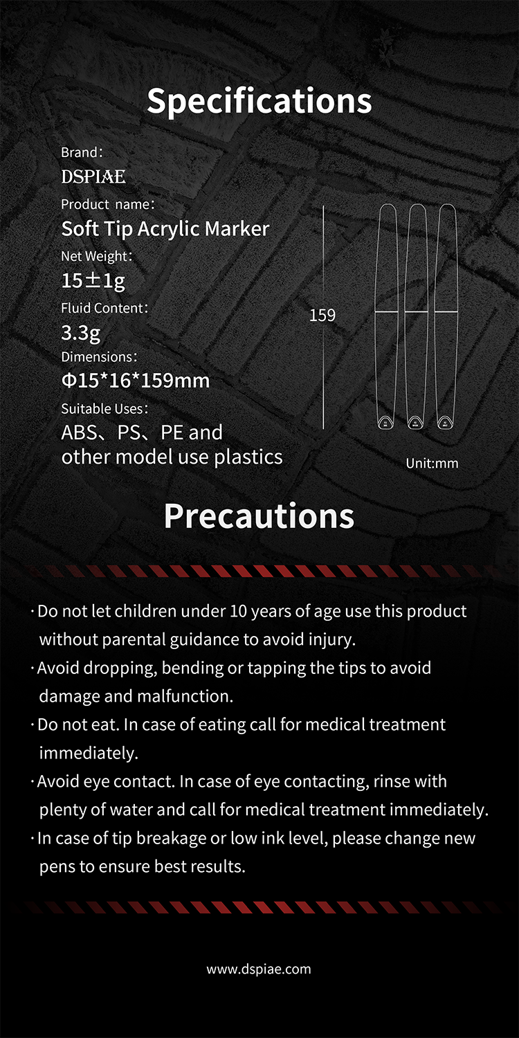 DSPIAE Soft Tip Marker Pen / Acrylic Markers / Water-based Gundam ...