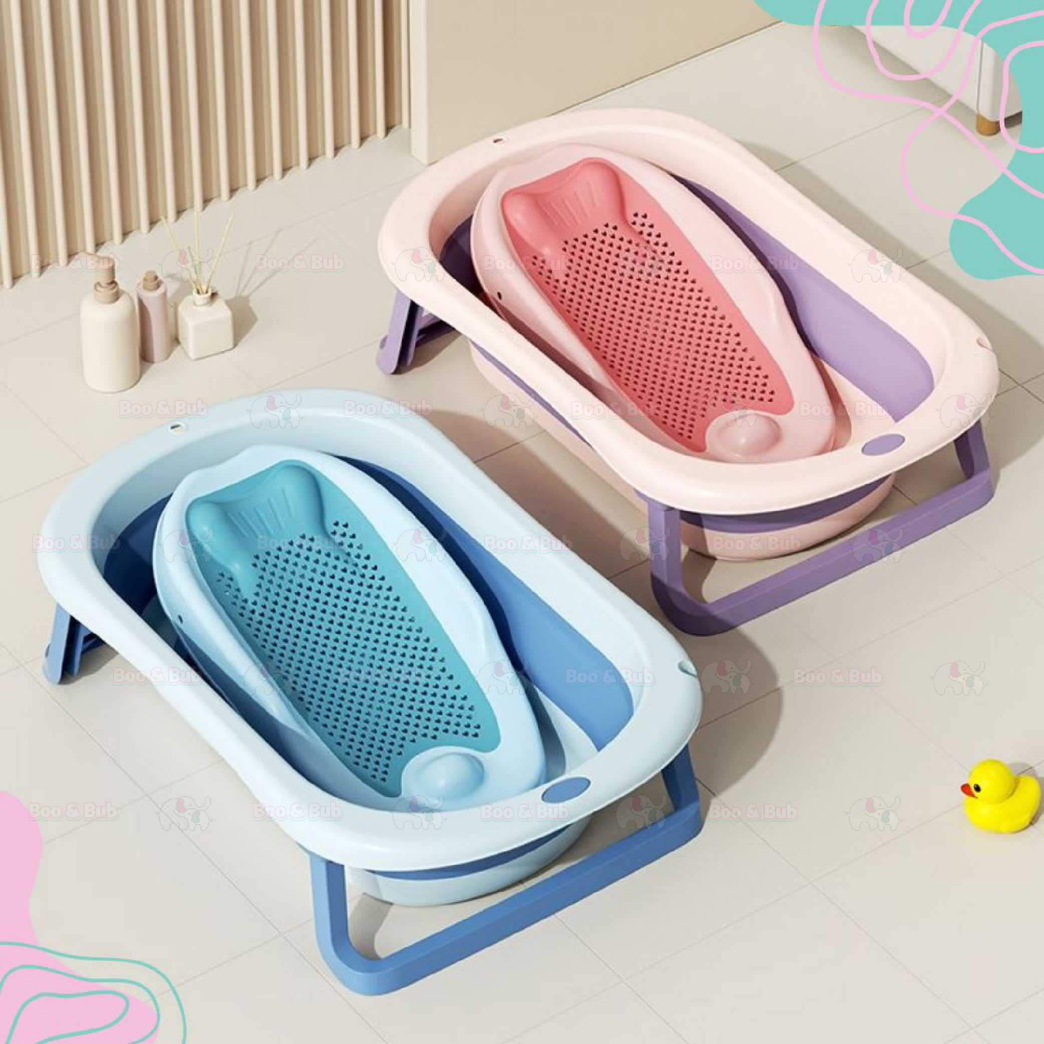 Boo&Bub foldable baby bath tub stand newborn bath tub shower net bath ...